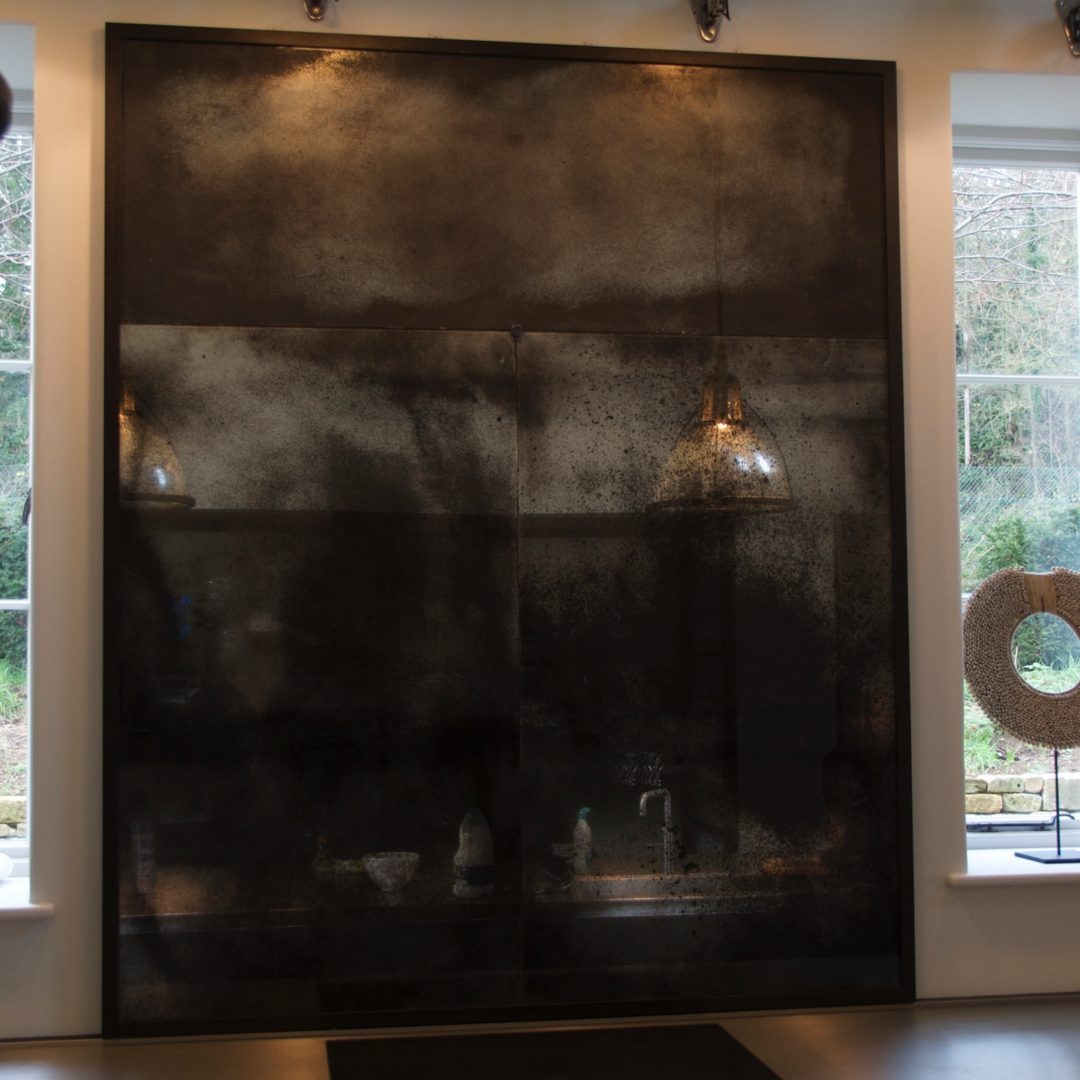 Framed Distressed Mirror Splashback Panel - Andrew Nebbett Designs