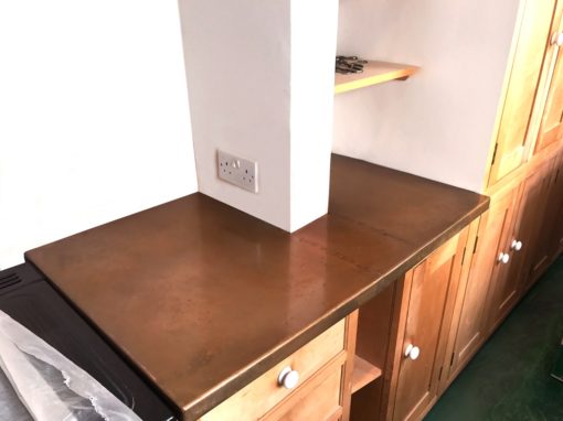 Custom Made Patinated Copper Worktop - Andrew Nebbett Designs