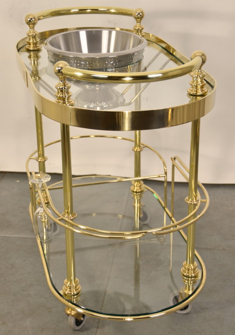 Solid Polished Brass Champagne Drinks Trolley | Andrew Nebbett Designs