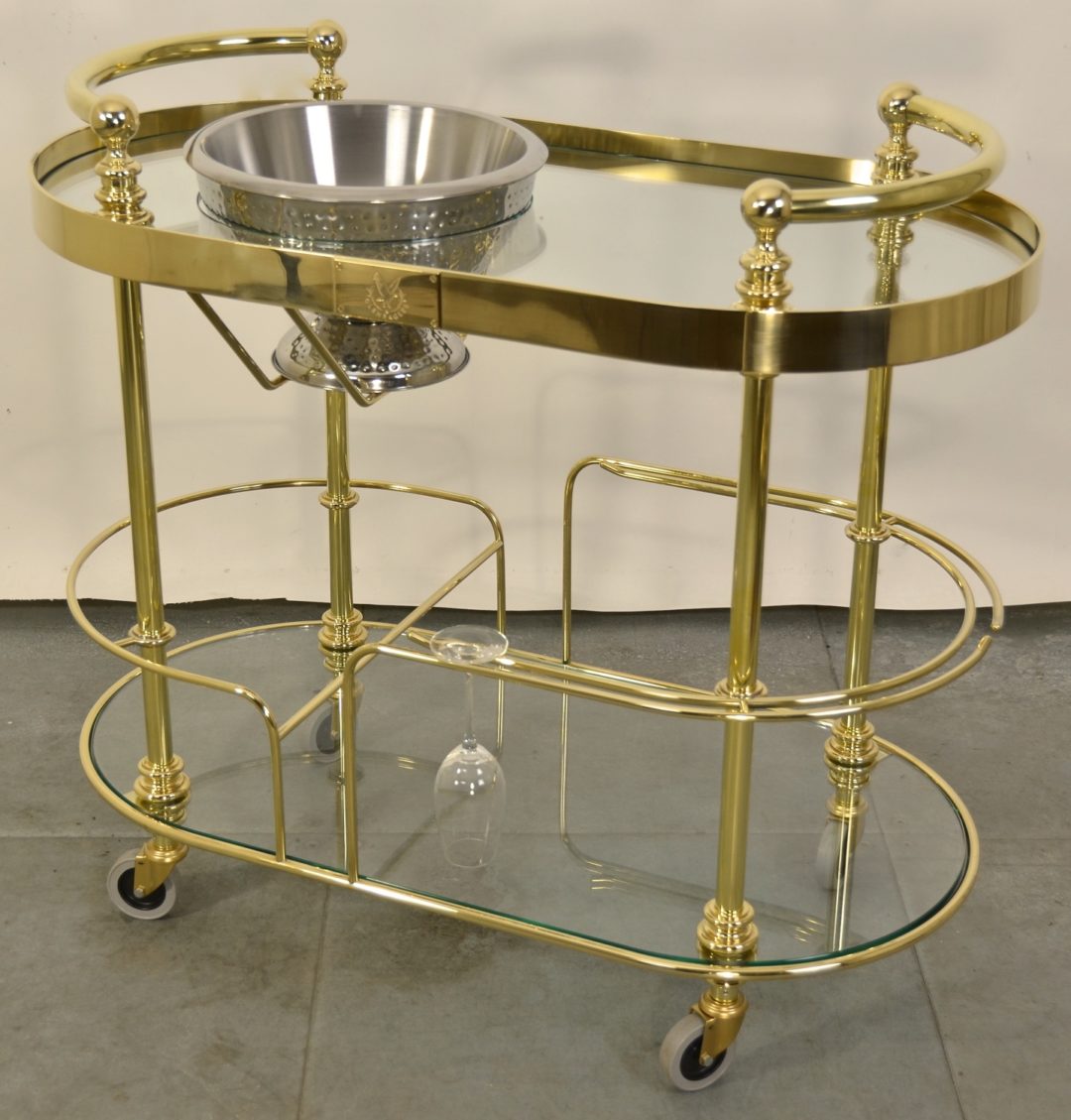 Solid Polished Brass Champagne Drinks Trolley | Andrew Nebbett Designs