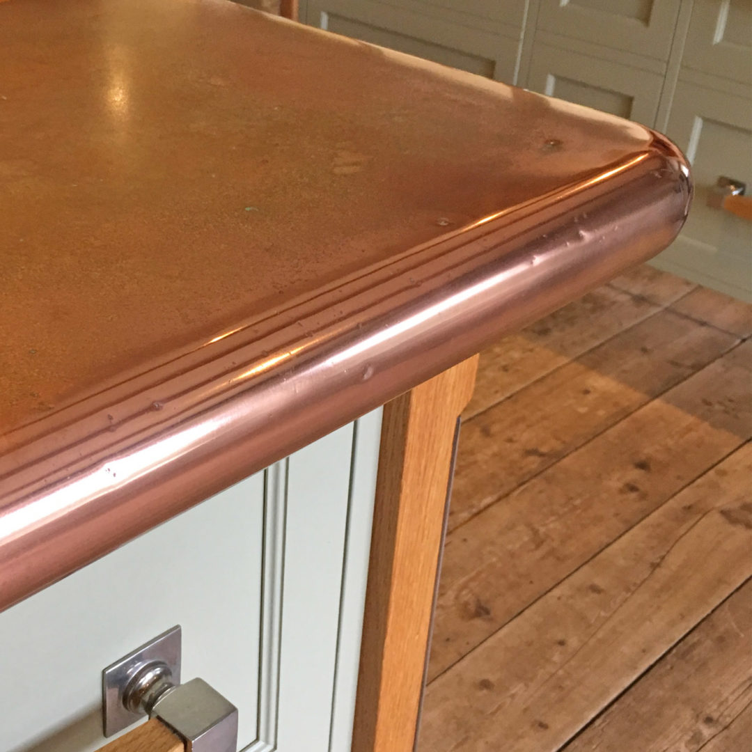Antique Copper Worktop | Copper Top Table | Andrew Nebbett Designs