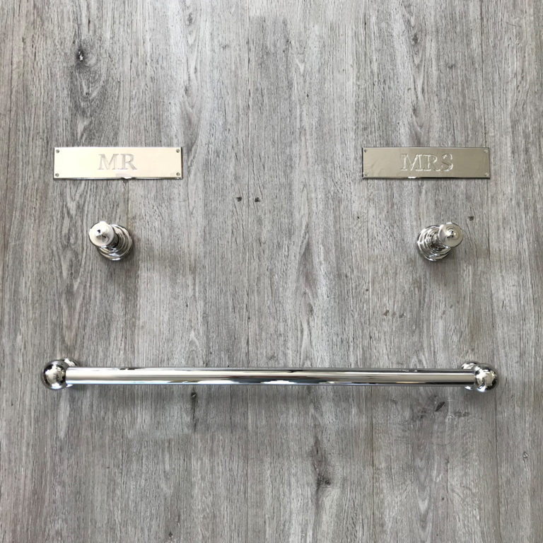 Polished Nickel or Brass Wall Mounted Hanging Rail - Andrew Nebbett Designs