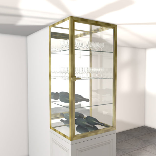 Beautiful Bespoke Brass and Glass Mirror Cabinet - Andrew Nebbett Designs