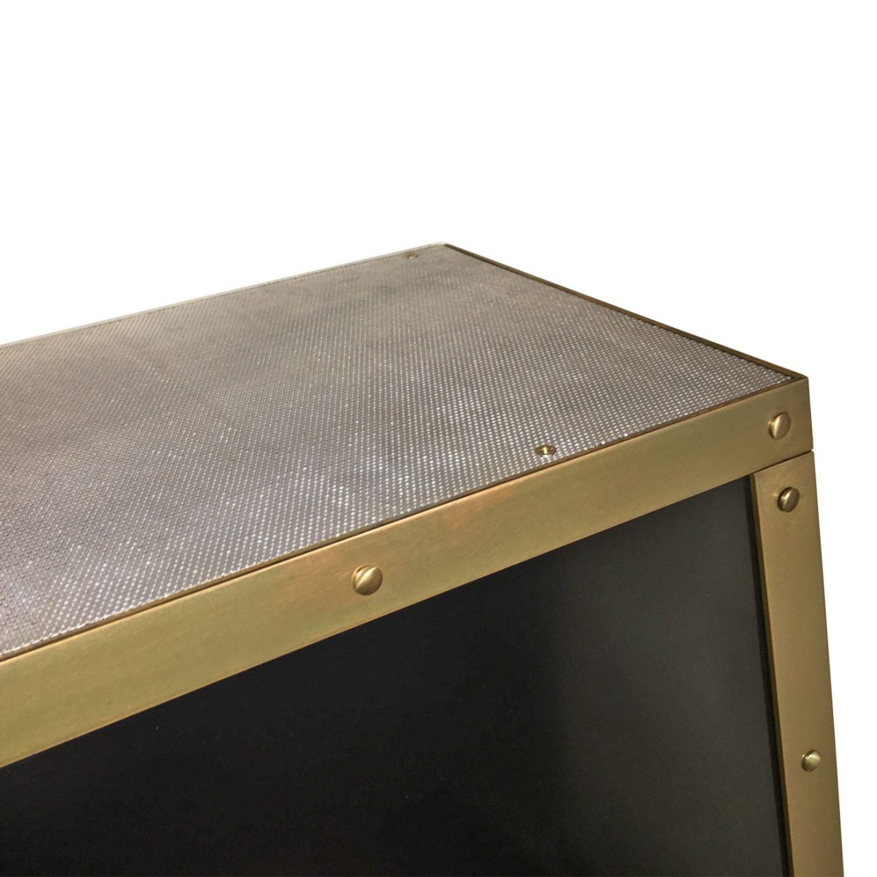 Bespoke Black Steel Kitchen Cooker Canopy with Brass Edging