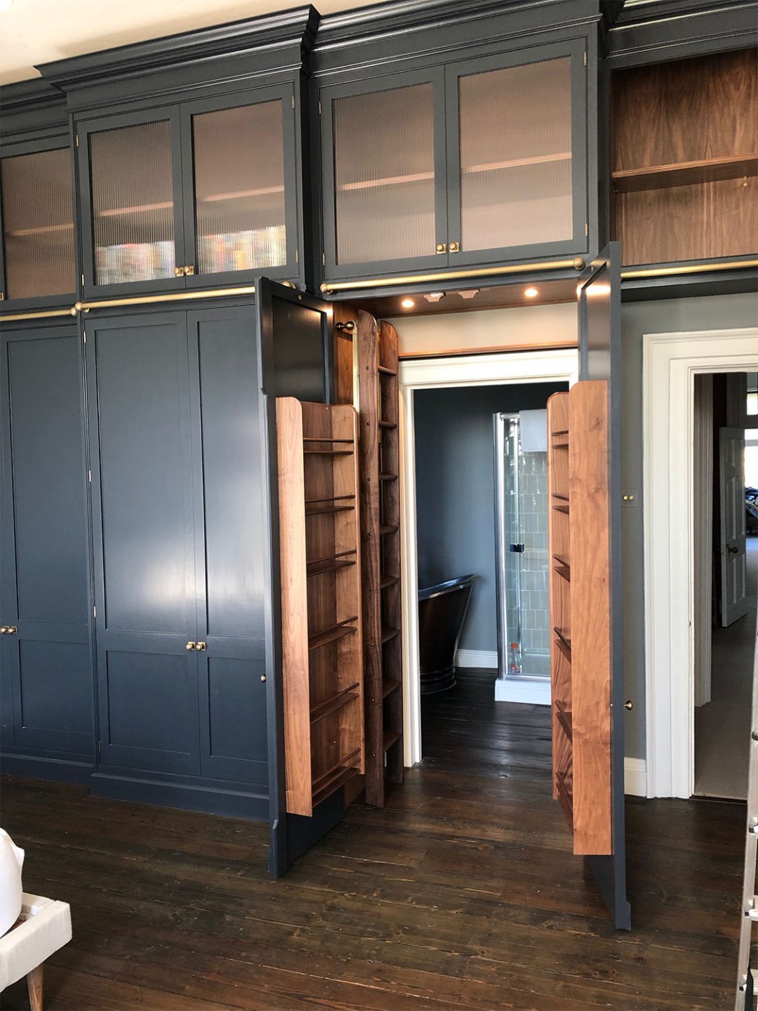 Collapsible Wooden Walnut Dressing Room Ladder - Andrew Nebbett Designs