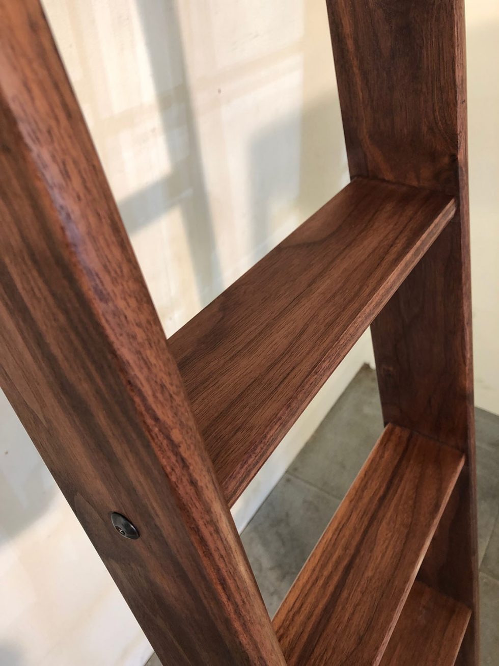 Collapsible Wooden Walnut Dressing Room Ladder - Andrew Nebbett Designs