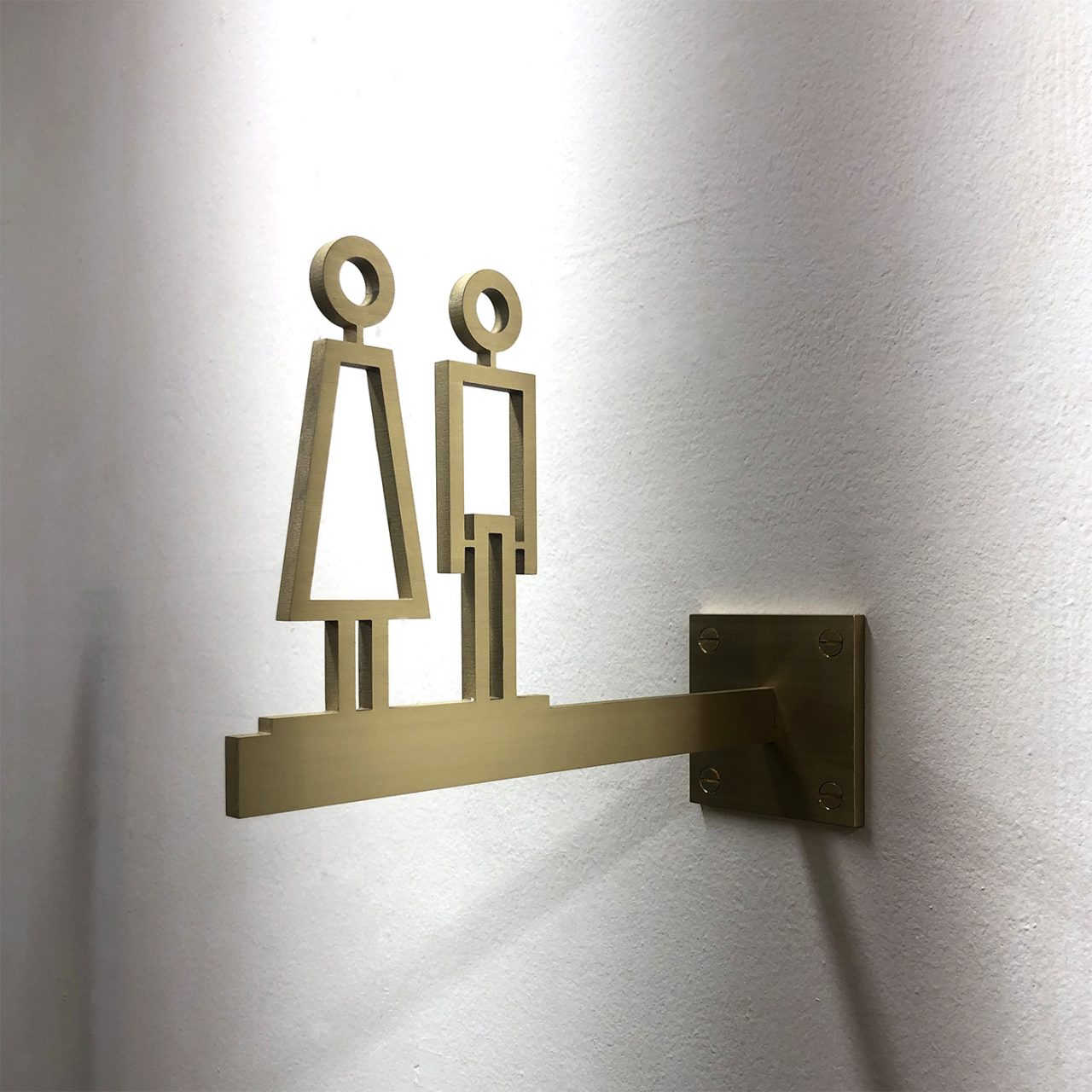 Solid Brass Wall Mounted Washroom Sign | Andrew Nebbett Designs