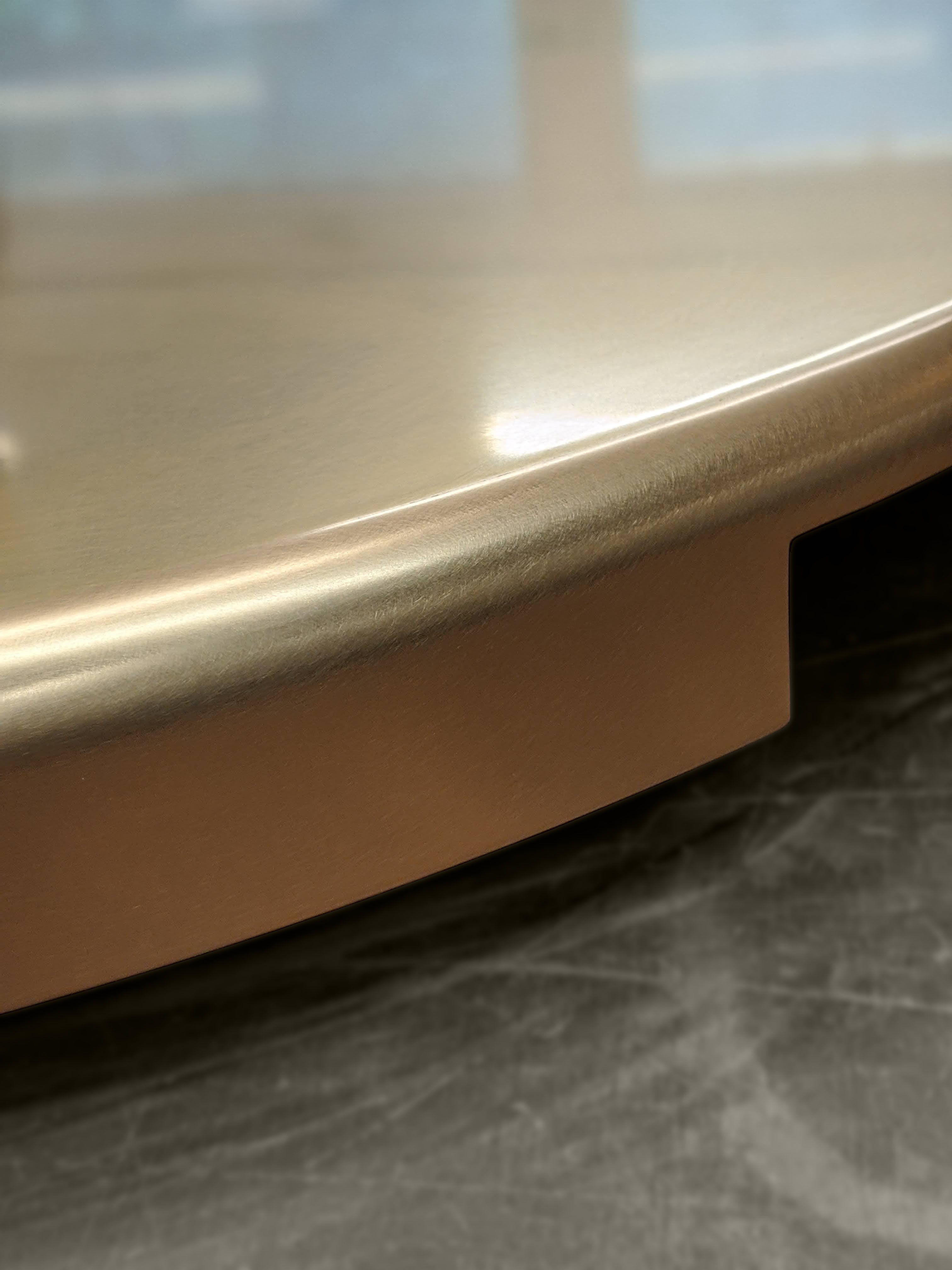 Bespoke Oval Satin Brushed Brass Worktop - Andrew Nebbett Designs