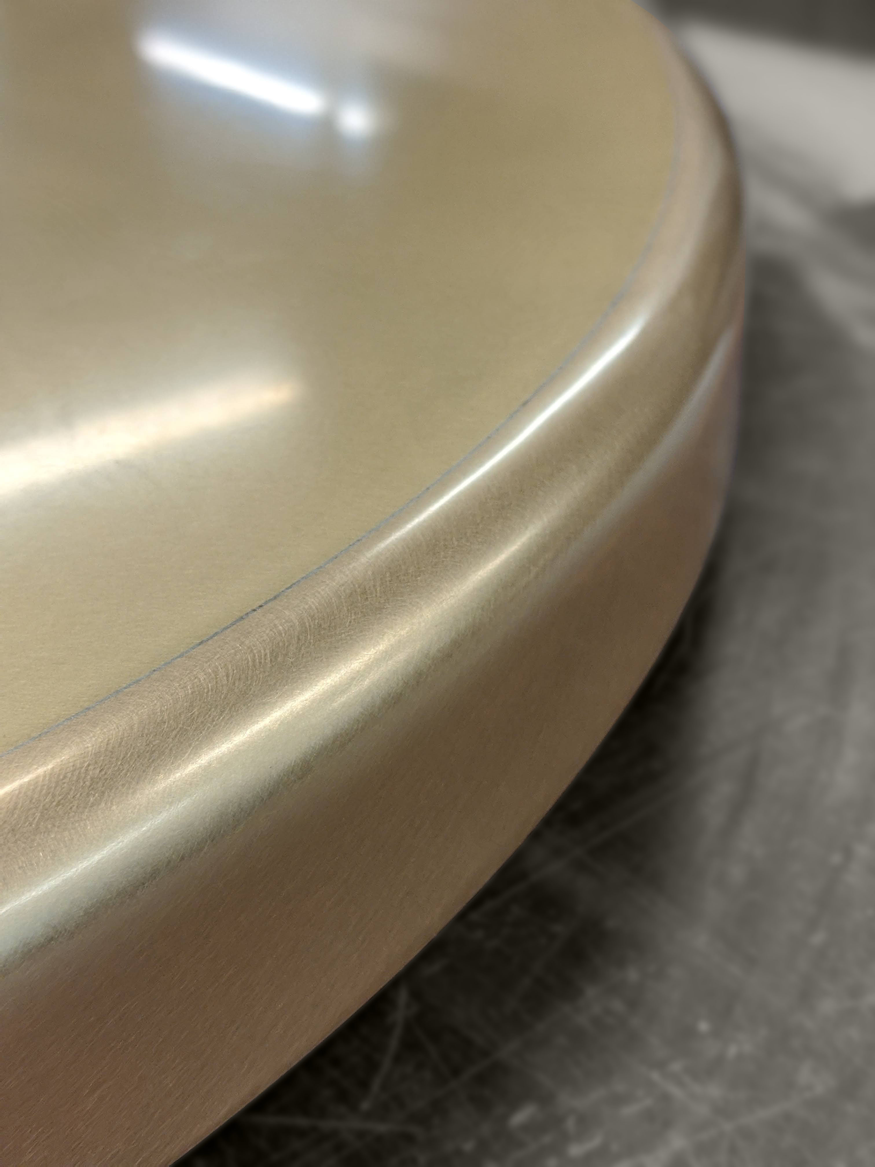 Bespoke Oval Satin Brushed Brass Worktop - Andrew Nebbett Designs
