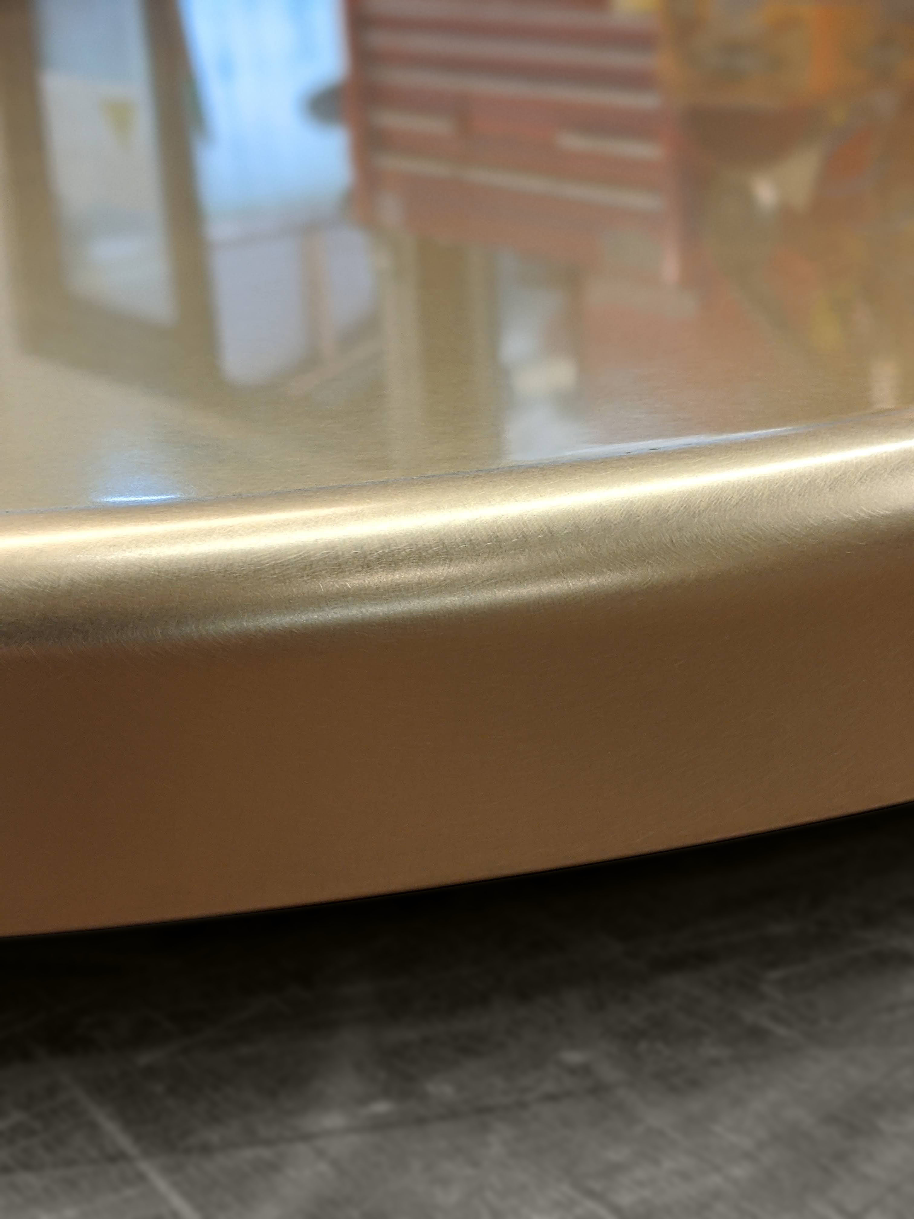 Bespoke Oval Satin Brushed Brass Worktop - Andrew Nebbett Designs