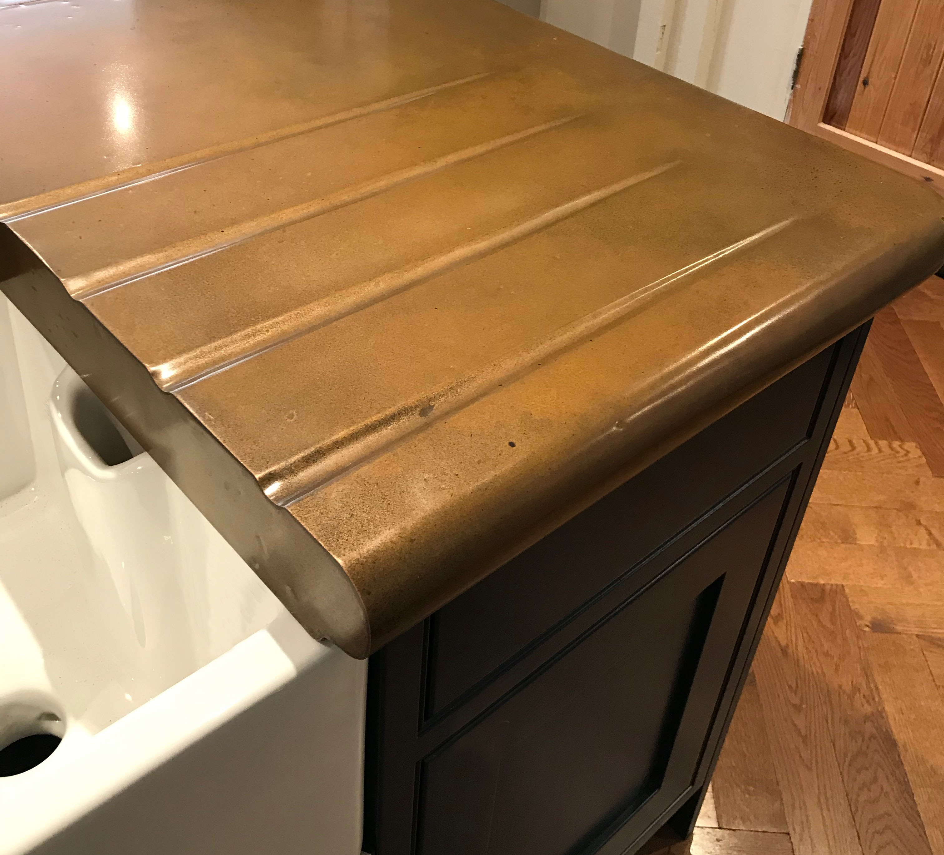 Custom Made Antique Copper Island Worktop - Andrew Nebbett Designs