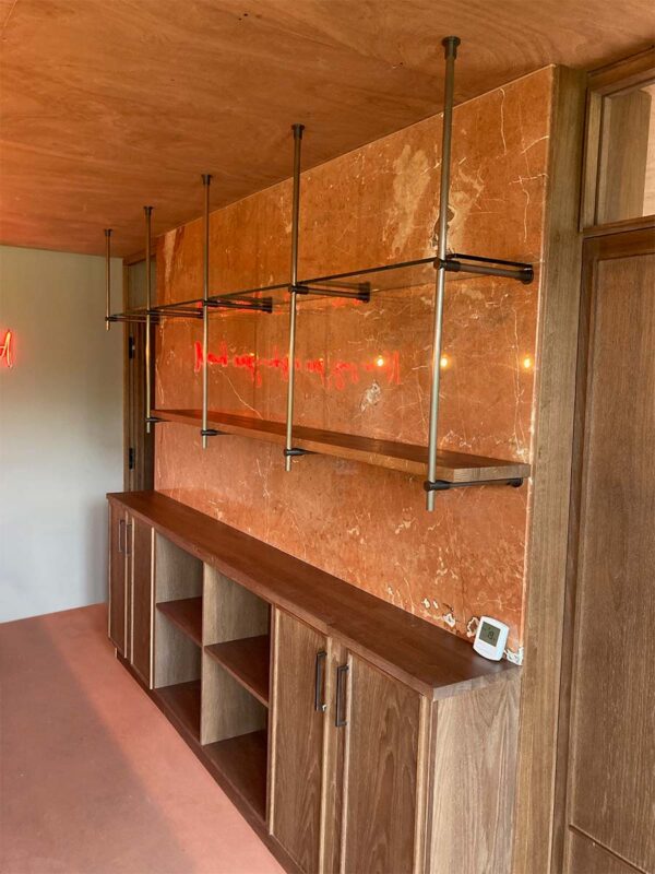Patinated Copper & Bronze Contemporary Wall Shelving Unit