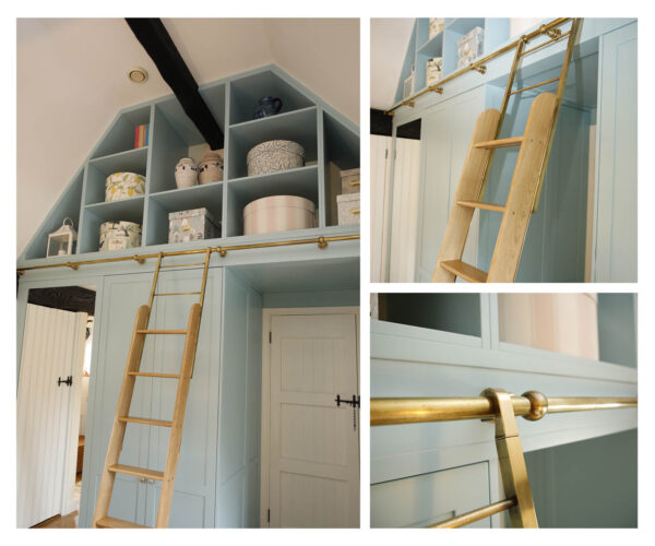 Bespoke Bedroom Extending Hook-On Ladder Solution - Andrew Nebbett Designs