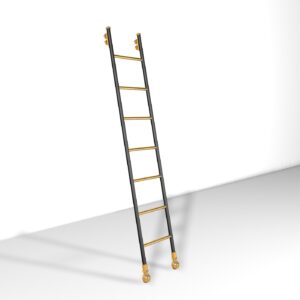 Steel and Polished Brass Rolling Library Ladder | Bespoke Library