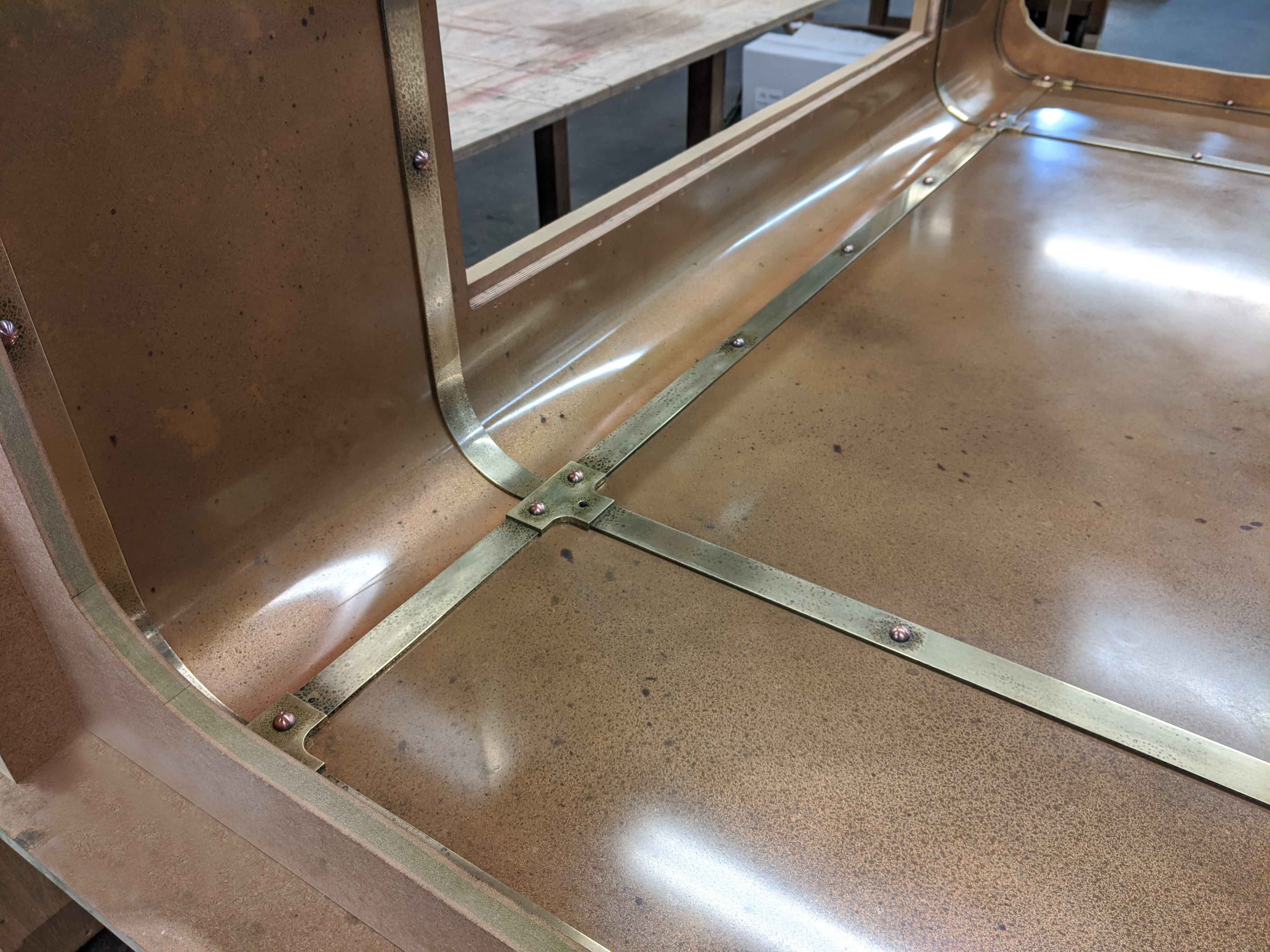 Custom-Made Copper and Brass Cooker Splashback with Integrated ...