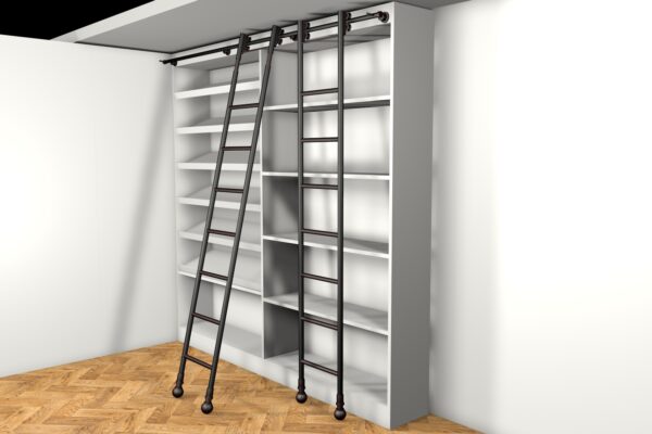 Custom-Made Contemporary Telescopic Library Ladder - Andrew Nebbett Designs
