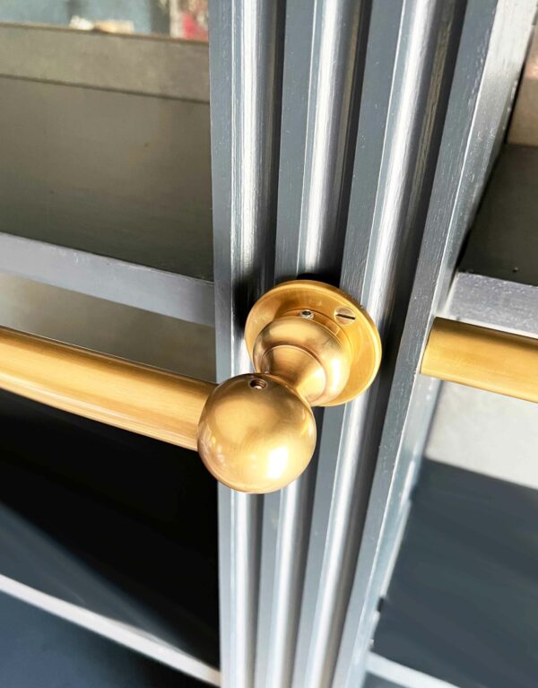 Bespoke Patinated Brass Bookcase Library Ladder - Andrew Nebbett Designs
