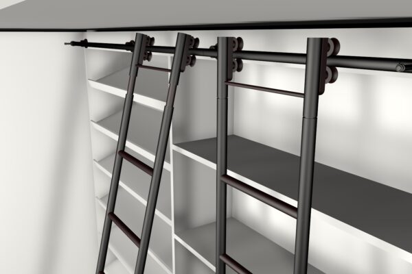 Custom-Made Contemporary Telescopic Library Ladder - Andrew Nebbett Designs