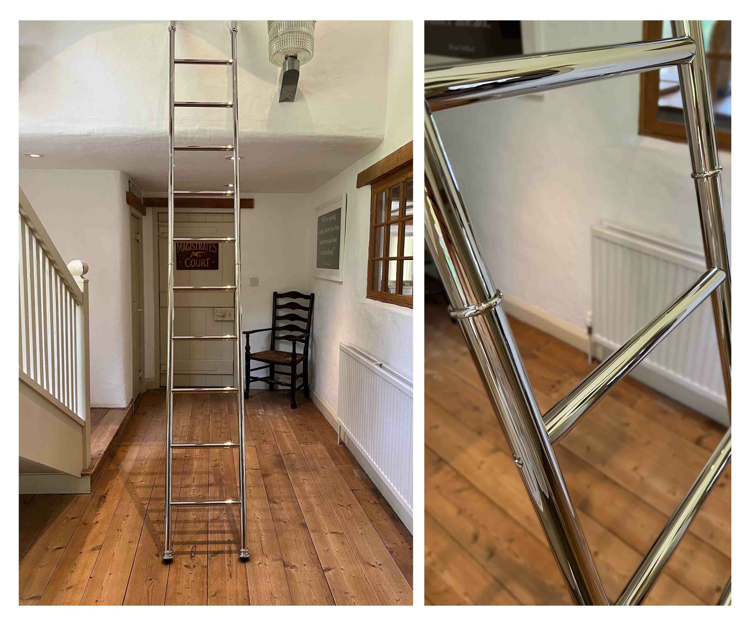 Bespoke Polished Nickel-Plated Aluminium Library Ladder - Andrew ...
