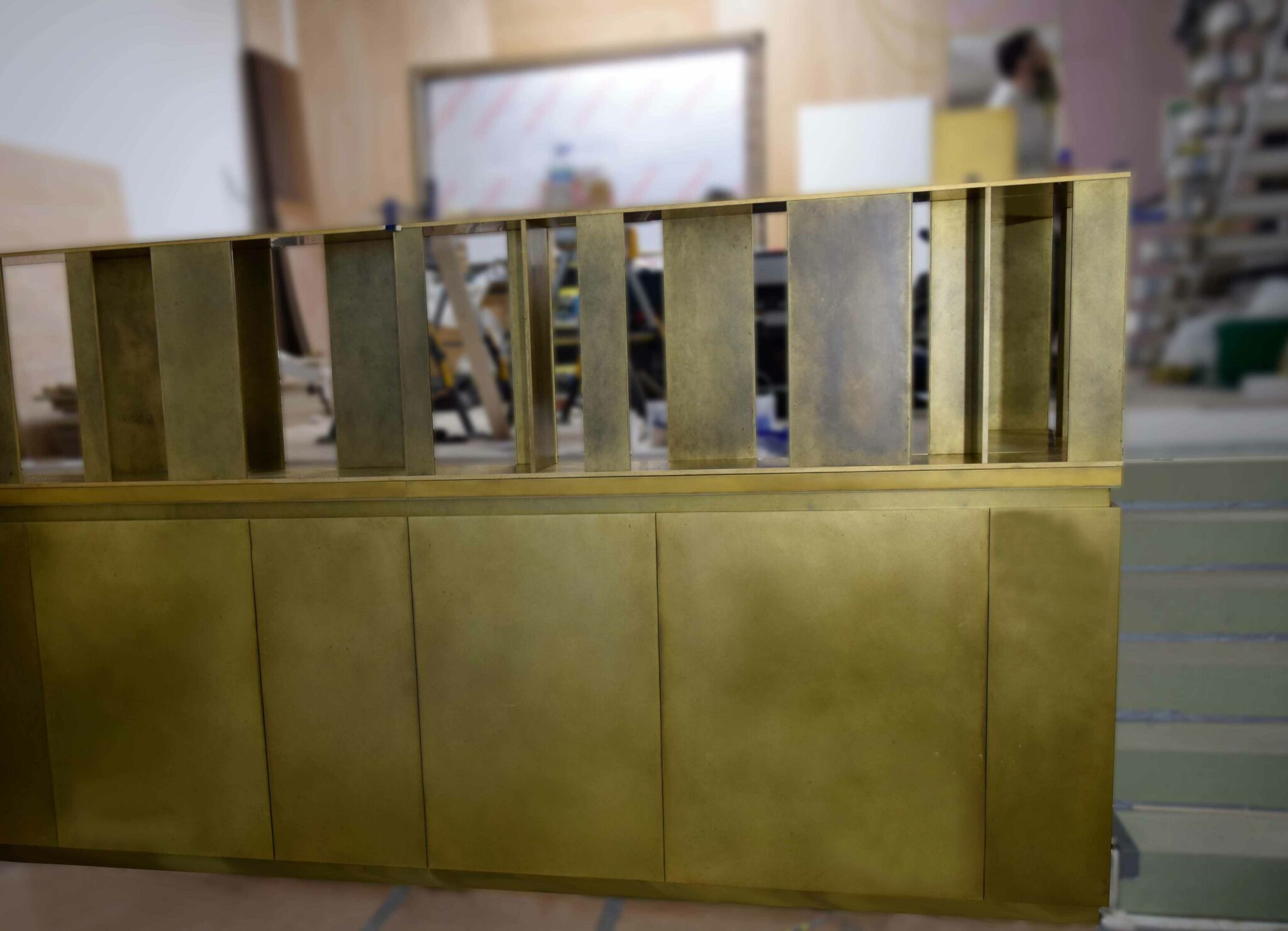 Brass Back Bar Shelving - Andrew Nebbett Designs