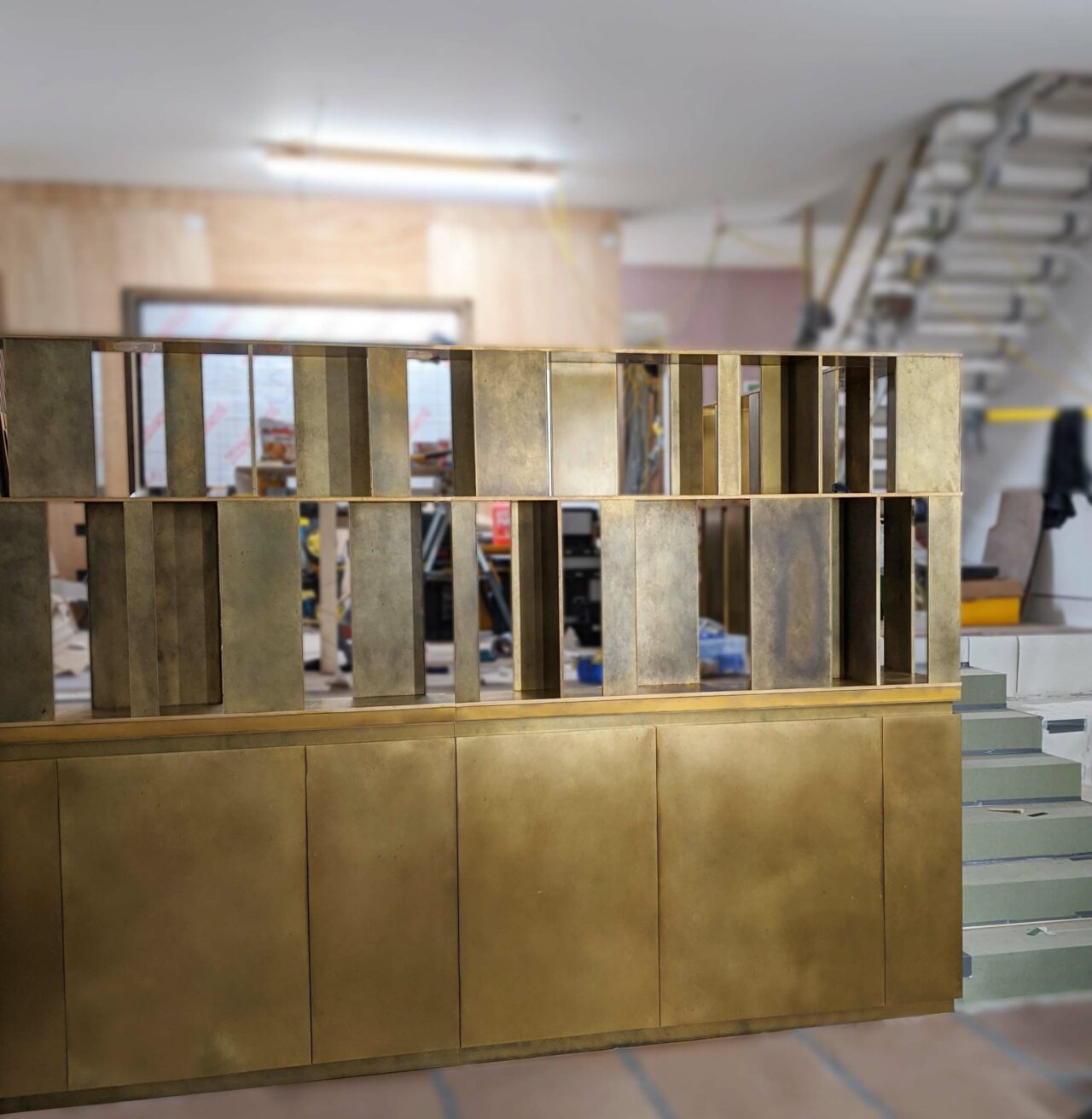 Brass Staircase Room Divider - Andrew Nebbett Designs