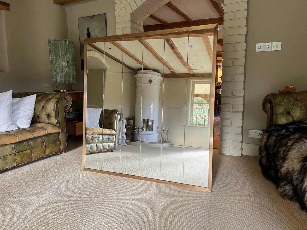Antique Mirror with Brass Frame - Andrew Nebbett Designs