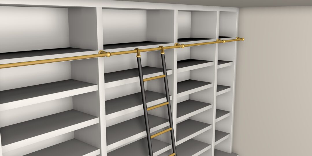 Bespoke Brass & Gun-Barrel Steel Hook On Library Ladder Project